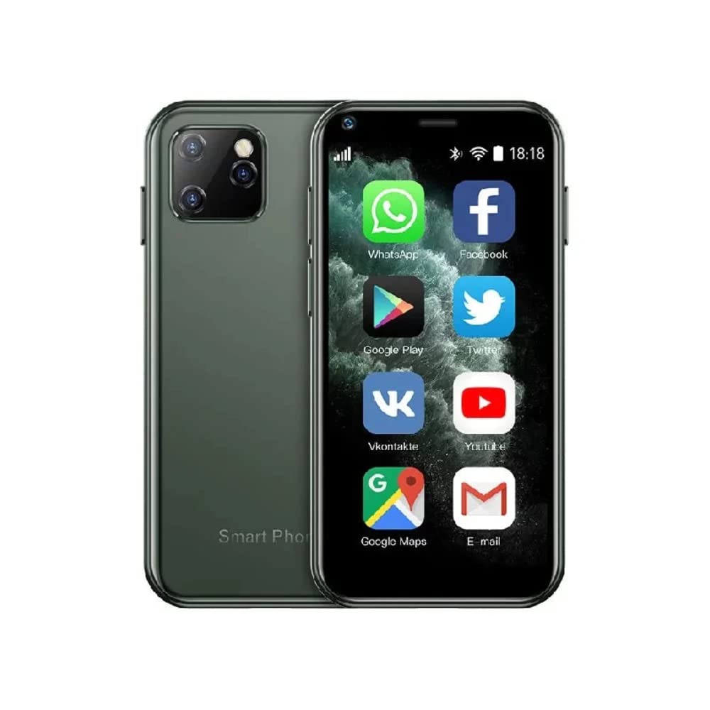 SOYES XS11 3G Mini Smartphone 2.5Inch WiFi GPS China Mobile 1GB RAM 8GB ROM Quad Core Android Cell Phones 3D Glass Slim Body HD Camera Dual Sim Google Play Cute Smartphone (Green)