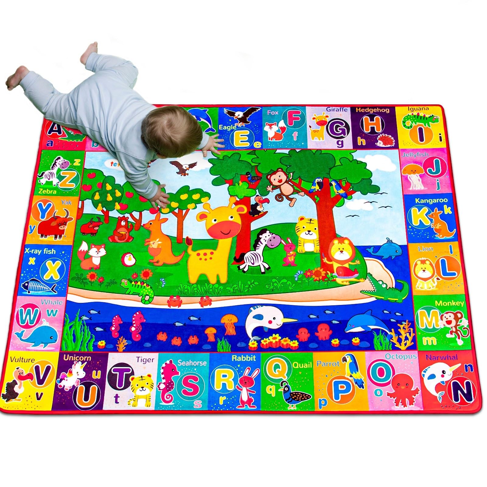 teytoy Baby Cotton Play Mat, Crawling Mat for Floor Mat Large Super Soft Extra Thick (0.6cm), Plush Surface Foldable Non-Slip Non-Toxic