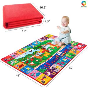 teytoy Baby Cotton Play Mat, Crawling Mat for Floor Mat Large Super Soft Extra Thick (0.6cm), Plush Surface Foldable Non-Slip Non-Toxic