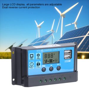 Solar Panel Regulator, Double USB with Digital Display Solar Charge Controller, for Home Yard Commercial Outdoor