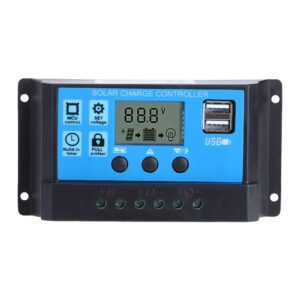 Solar Panel Regulator, Double USB with Digital Display Solar Charge Controller, for Home Yard Commercial Outdoor