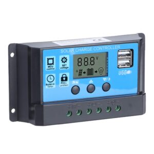 Solar Panel Regulator, Double USB with Digital Display Solar Charge Controller, for Home Yard Commercial Outdoor