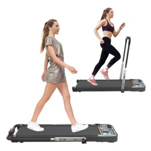 hotsystem 2 in 1 installation-free folding treadmill, 2.5hp portable under desk treadmill with bluetooth, led, remote control smart treadmill for home office cardio exercise