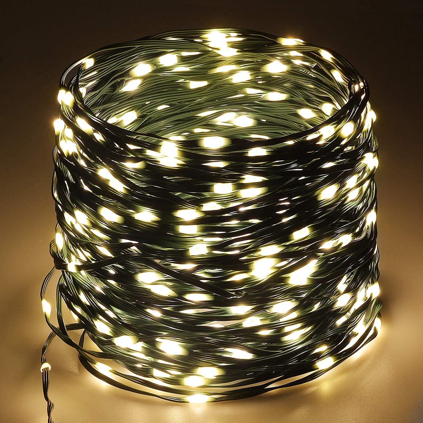 Tcamp 164FT 500 LED Christmas Lights, 8 Modes Christmas Tree Lights with Timer Memory Function, Green Wire Starry Fairy String Lights for Christmas Tree Halloween Outdoor Indoor Decor (Warm White)