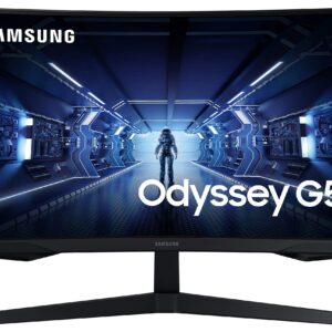 SAMSUNG 27-Inch G5 Odyssey Gaming Monitor with 1000R Curved Screen, 144Hz, 1ms, FreeSync Premium, QHD (LC27G55TQWNXZA), Black (Renewed)