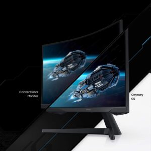 SAMSUNG 27-Inch G5 Odyssey Gaming Monitor with 1000R Curved Screen, 144Hz, 1ms, FreeSync Premium, QHD (LC27G55TQWNXZA), Black (Renewed)