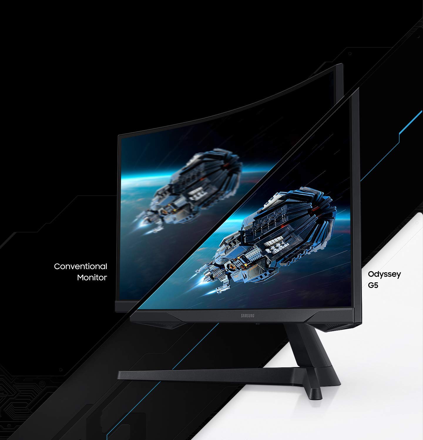 SAMSUNG 27-Inch G5 Odyssey Gaming Monitor with 1000R Curved Screen, 144Hz, 1ms, FreeSync Premium, QHD (LC27G55TQWNXZA), Black (Renewed)