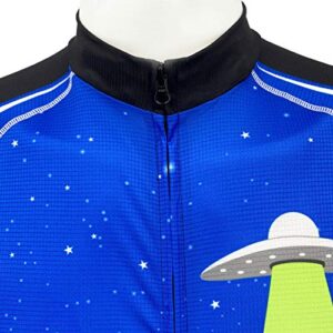 CORVARA BIKE WEAR UFO Believe Men's Cycling Short Sleeve Bike Jersey (Large) Blue