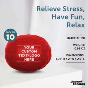 Custom Brain Squeeze Balls Set of 10, Personalized Bulk Pack - Stress Relief, Perfect for Your Desk, Office or Home - Red