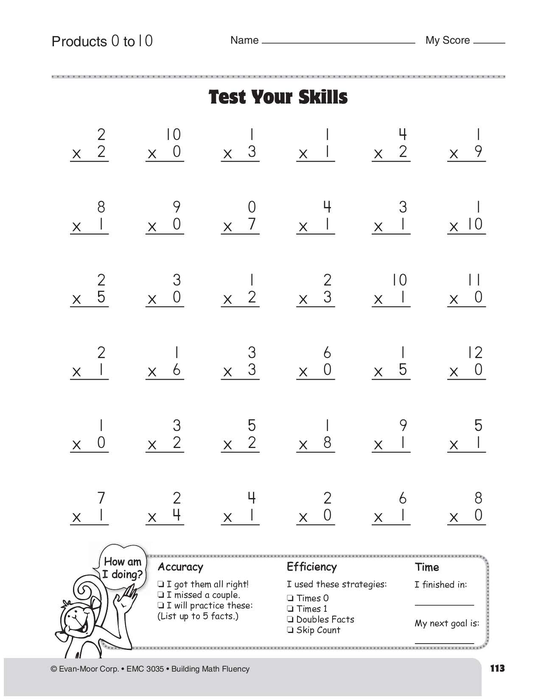 Multiplication Tests, Grade 3