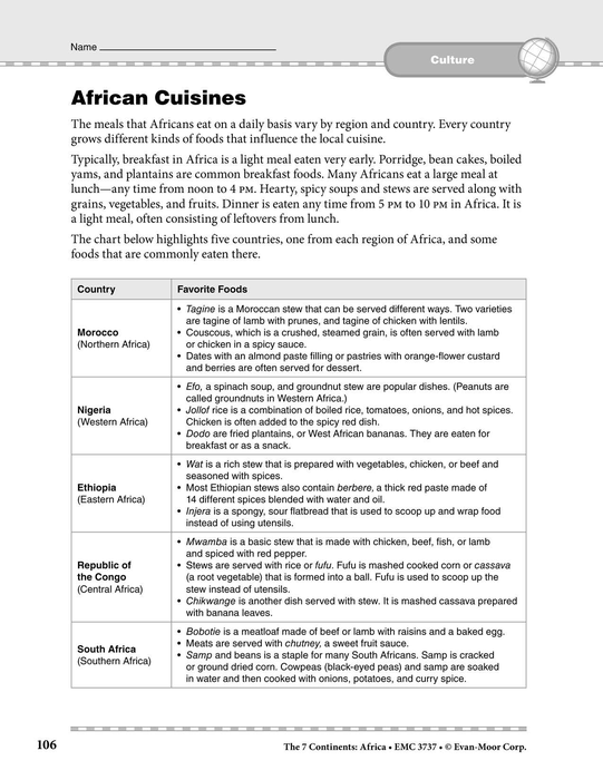 Africa; Culture: Cuisine