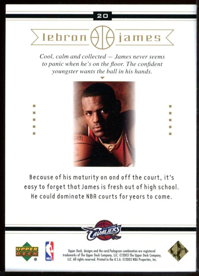 2003 Upper Deck #20 Wise Beyond his Years Lebron James Cavaliers NBA Rookie Card - Ships in a brand new Holder