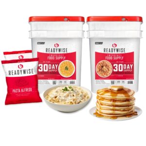 READYWISE - 30 Day, Emergency Food Supply, 298 Servings, 2 Buckets, Freeze-Dried, MRE, Camping, Hiking, Survival, Adventure Meal, 25-Year Shelf Life