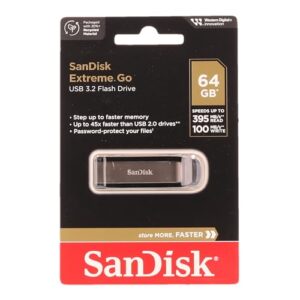 SanDisk 64GB Extreme Go USB 3.2 Type-A Flash Drive - SDCZ810-064G-G46, Metallic Bronze/Gloss Black