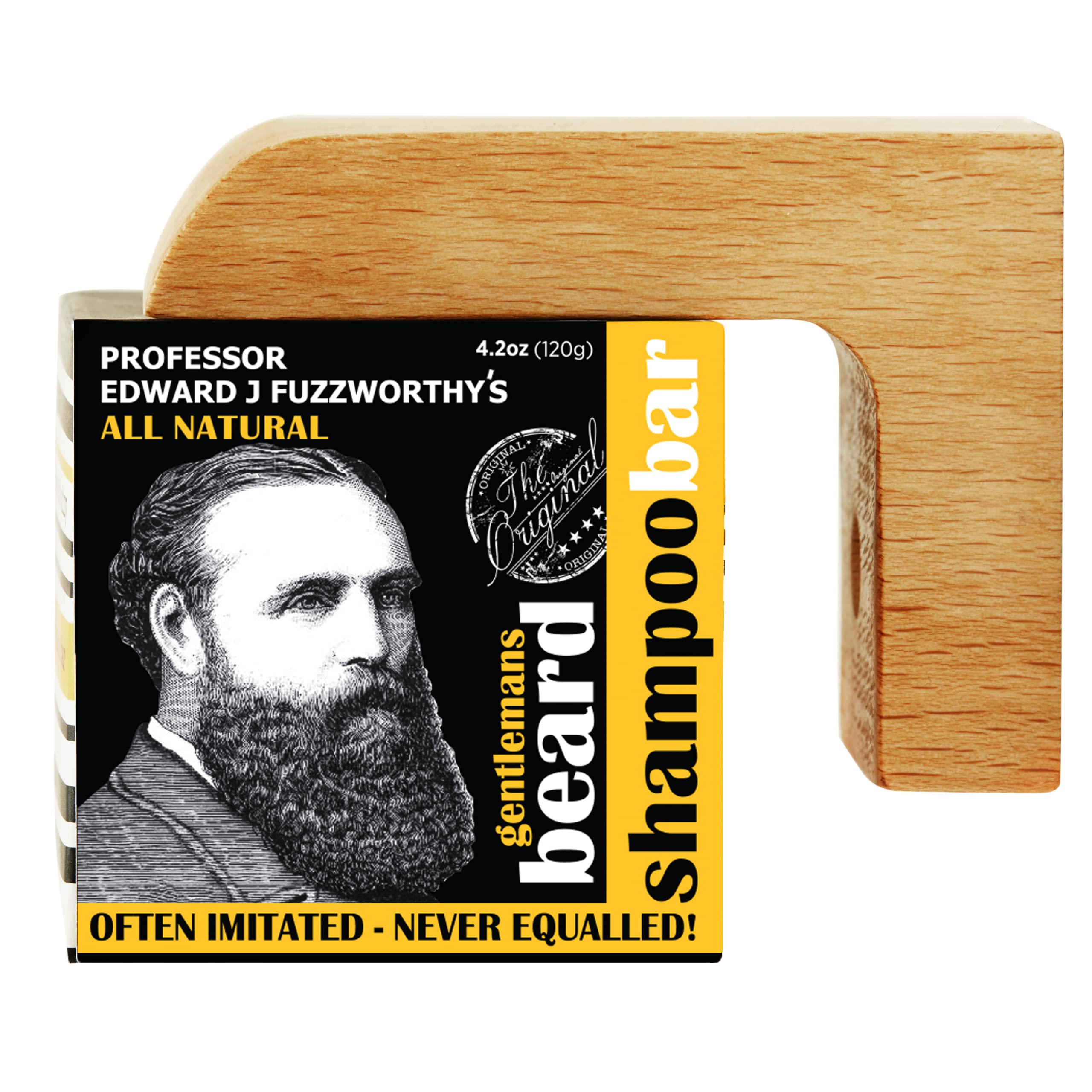 Professor Fuzzworthy's Best Beard Shampoo for Face, Hair & Body & Magnetic Soap Holder Men's Grooming Gift Kit | 100% Natural Beard Wash with Organic Ingredients- Eco Friendly Wooden Soap Dish