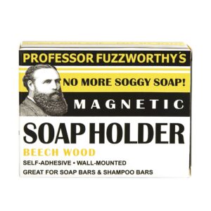 Professor Fuzzworthy's Best Beard Shampoo for Face, Hair & Body & Magnetic Soap Holder Men's Grooming Gift Kit | 100% Natural Beard Wash with Organic Ingredients- Eco Friendly Wooden Soap Dish