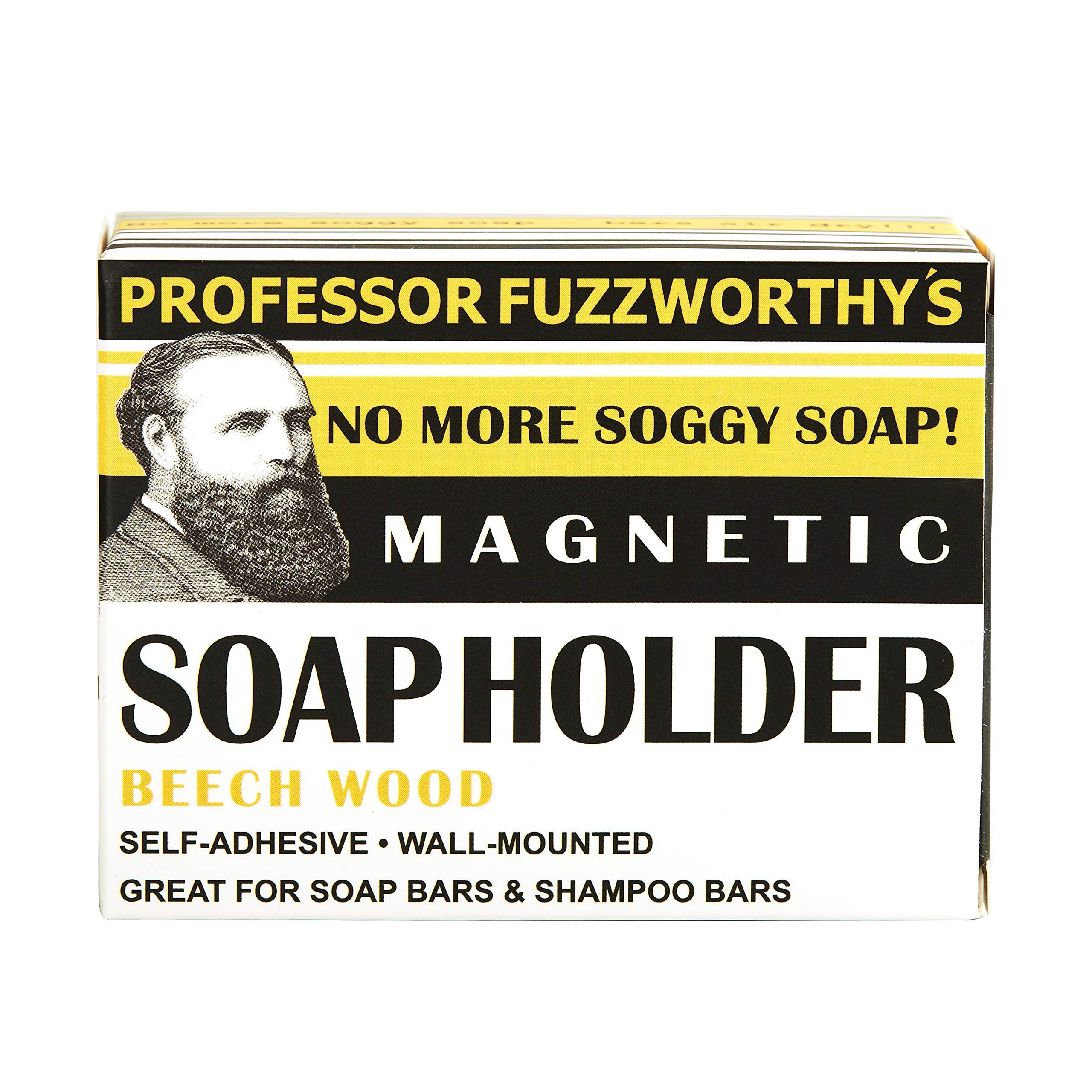 Professor Fuzzworthy's Best Beard Shampoo for Face, Hair & Body & Magnetic Soap Holder Men's Grooming Gift Kit | 100% Natural Beard Wash with Organic Ingredients- Eco Friendly Wooden Soap Dish