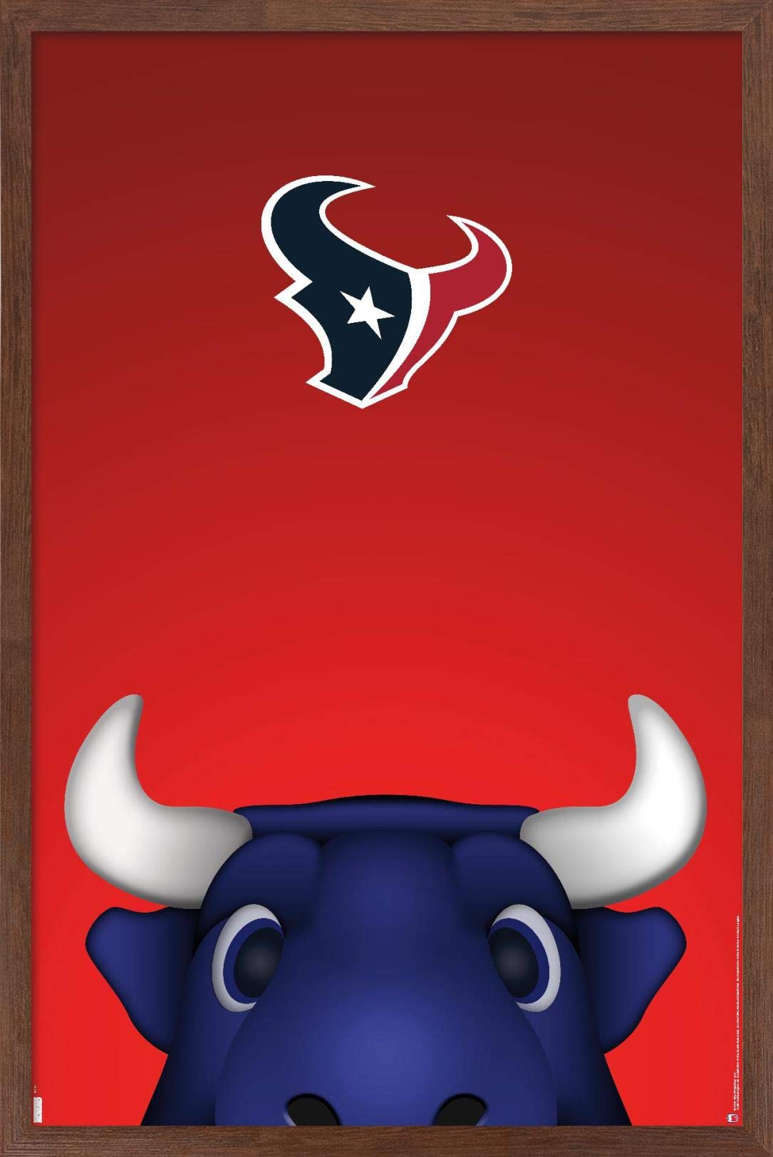 Trends International NFL Houston Texans - S. Preston Mascot Toro 20 Wall Poster, 22.375" x 34", Mahogany Framed Version