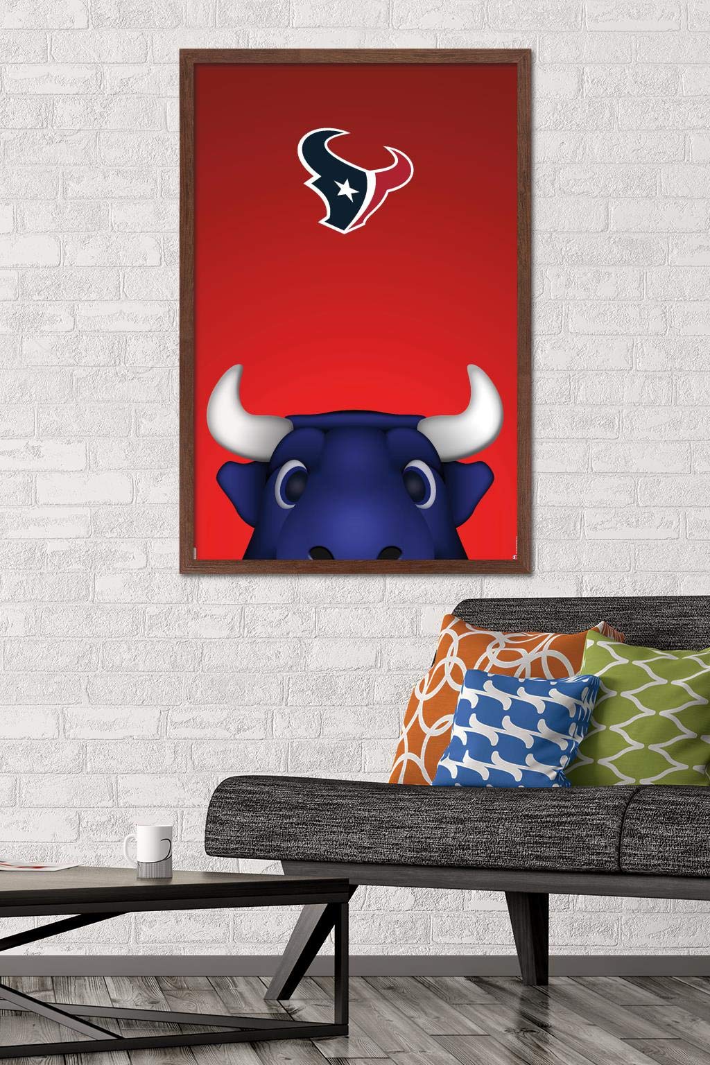 Trends International NFL Houston Texans - S. Preston Mascot Toro 20 Wall Poster, 22.375" x 34", Mahogany Framed Version