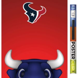 Trends International NFL Houston Texans - S. Preston Mascot Toro 20 Wall Poster, 22.375" x 34", Premium Poster & Clip Bundle