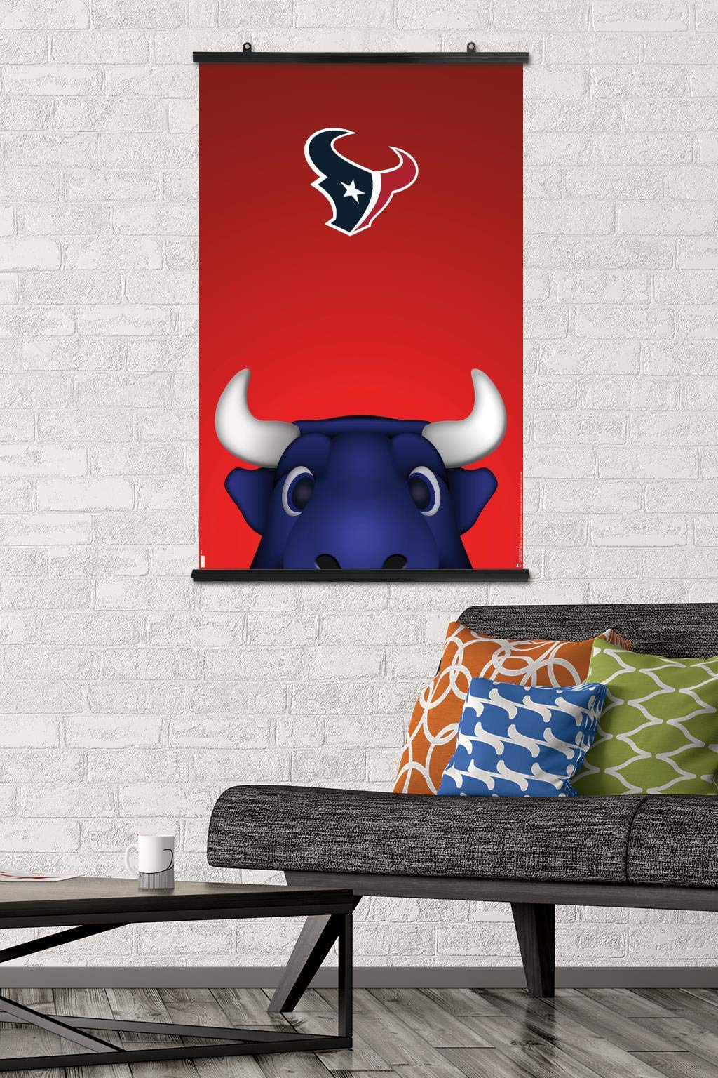 Trends International NFL Houston Texans - S. Preston Mascot Toro 20 Wall Poster, 22.375" x 34", Premium Poster & Clip Bundle