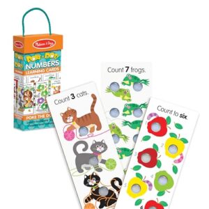 melissa & doug poke-a-dot jumbo number learning cards - 13 double-sided numbers, shapes, and colors with buttons to pop - poke a dot book oversized interactive learning activity cards for kids