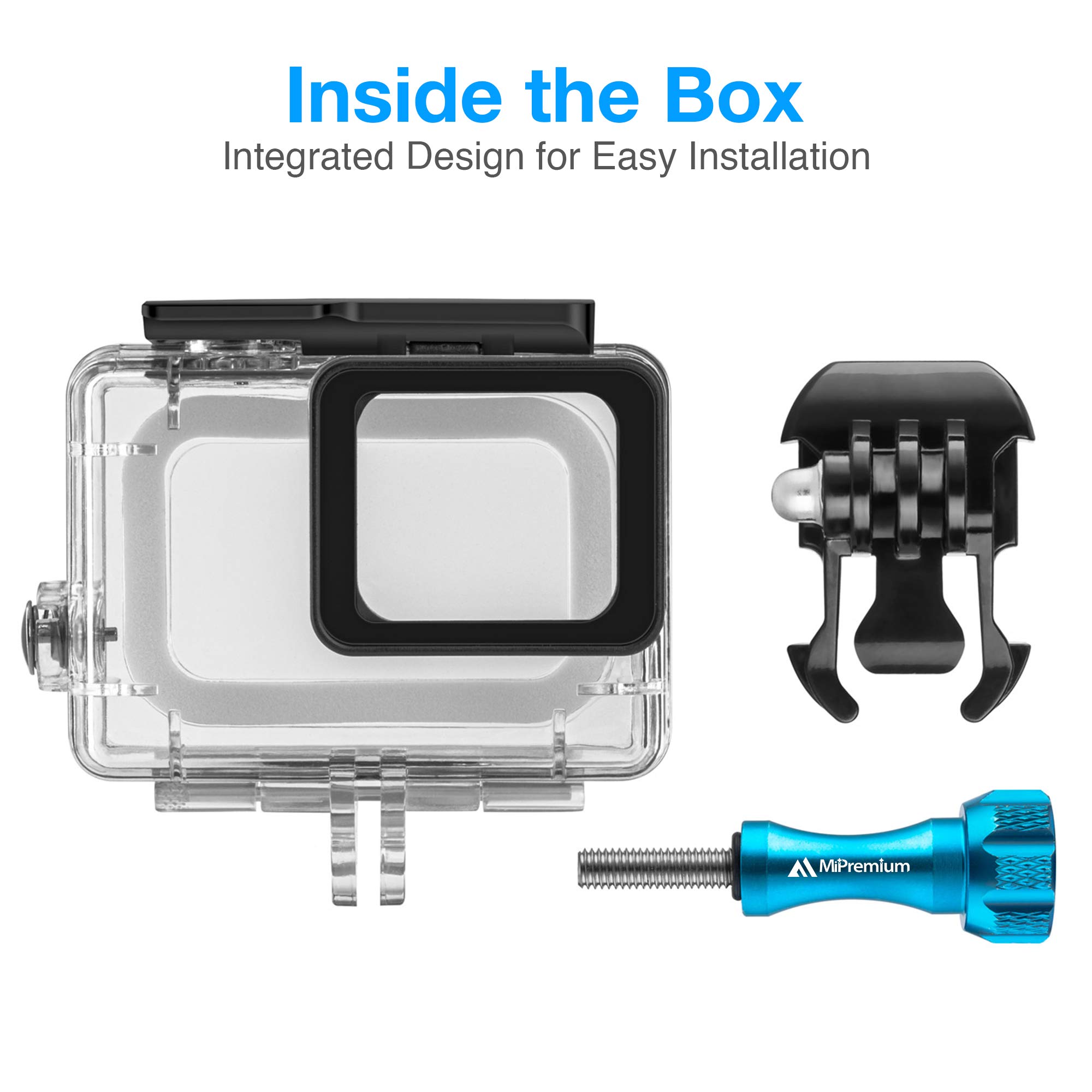 MiPremium Waterproof Housing Case for GoPro Hero 7 6 & 5 Black. Underwater Protective Diving Shell Cage Mount Accessories Aluminium Screw & Quick Release Buckle Accessory for Hero7 Action Camera