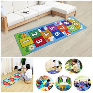 Hop and Count Hopscotch Rug, Kids Floor Play Area Rug Game Carpet Crawl Jump Mat, Children Numbers Learning Non-Slip Rug, Great for Ages 3 to 7 Boys Girls, Home Decor, 26''x55''