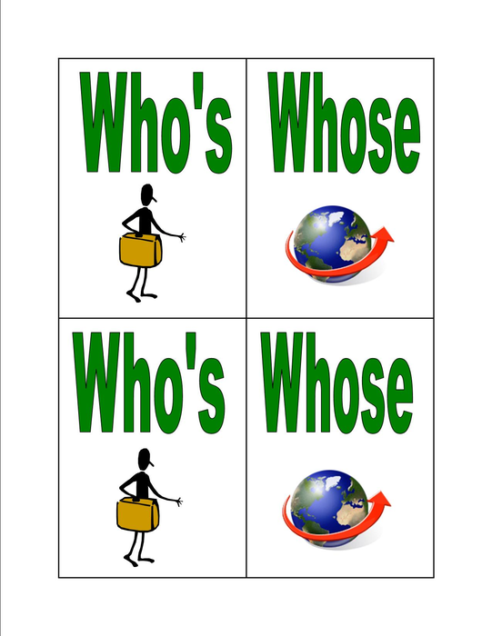 Who's or Whose Triple Play Homophone Games