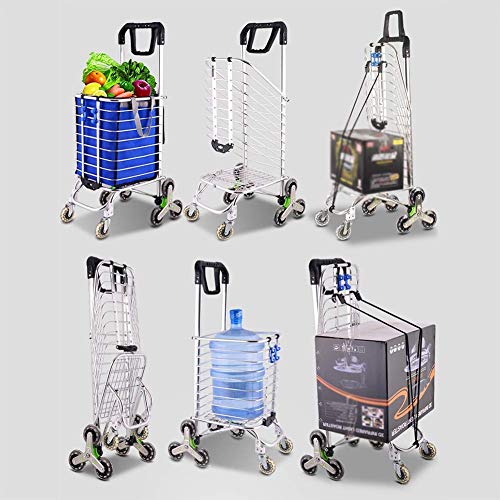 YGCBL Multifunction Portable Hand Trucks,Trolleyshopping Trolley Aluminum Alloy Moisture Proof Sponge Handle Shopping Cart Trolley Picnic Climb The Stairs, Load 35 Kg, 3 Styles,a