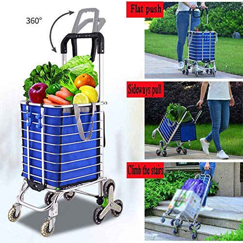 YGCBL Multifunction Portable Hand Trucks,Trolleyshopping Trolley Aluminum Alloy Moisture Proof Sponge Handle Shopping Cart Trolley Picnic Climb The Stairs, Load 35 Kg, 3 Styles,a