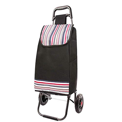 YGCBL Multifunction Portable Hand Trucks,Trolleyshopping Trolley Foldable Stainless Steel Pipe Oxford Cloth Waterproof Pu Wheel Lightweight High Capacity, Load 25 Kg,Black