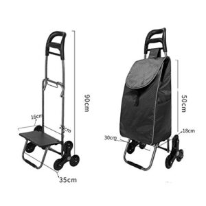 YGCBL Multifunction Portable Hand Trucks,Trolleyshopping Trolley Foldable Stainless Steel Pipe Oxford Cloth Waterproof Pu Wheel Lightweight High Capacity, Load 25 Kg,Black