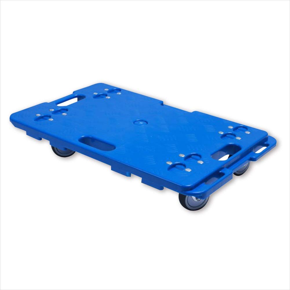 YGCBL Multifunction Portable Hand Trucks,Trolleyplastic Dolly Platform Transport Roller Flatbed Truck Super-Quiet with Brake Universal Wheel Can Be Stitched, 150Kg Capacity,Blue,60X40X12.5Cm