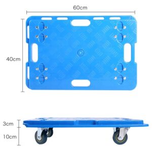 YGCBL Multifunction Portable Hand Trucks,Trolleyplastic Dolly Platform Transport Roller Flatbed Truck Super-Quiet with Brake Universal Wheel Can Be Stitched, 150Kg Capacity,Blue,60X40X12.5Cm