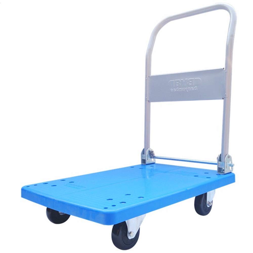 MTYLX Hand Pull Heavy Cart,Push Cart Dolly Push Platform Truck Folding Rolling Flatbed Cart for Luggage Personal Travel Shopping Auto Moving Use for Luggage, Travel, Auto, Moving and Office Use,Blue,