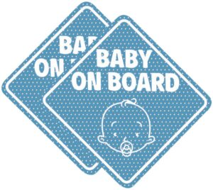 babypop! baby on board sticker for cars - baby on board sign, no residue and see through safety cute design 2 pack