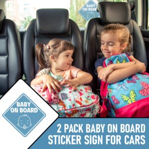 Babypop! Baby on Board Sticker for Cars - Baby on Board Sign, No Residue and See Through Safety Cute Design 2 Pack