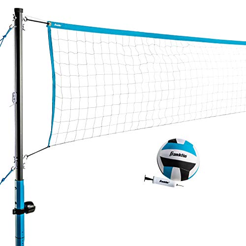 Franklin Sports Beach + Backyard Volleyball Set with Speaker - Bluetooth Volleyball Net + Pole Set - Volleyball, Pump, Bluetooth Speakers + Carry Bag Included