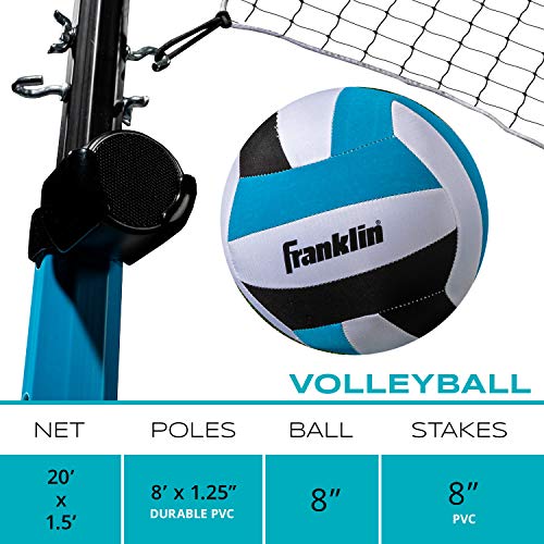 Franklin Sports Beach + Backyard Volleyball Set with Speaker - Bluetooth Volleyball Net + Pole Set - Volleyball, Pump, Bluetooth Speakers + Carry Bag Included