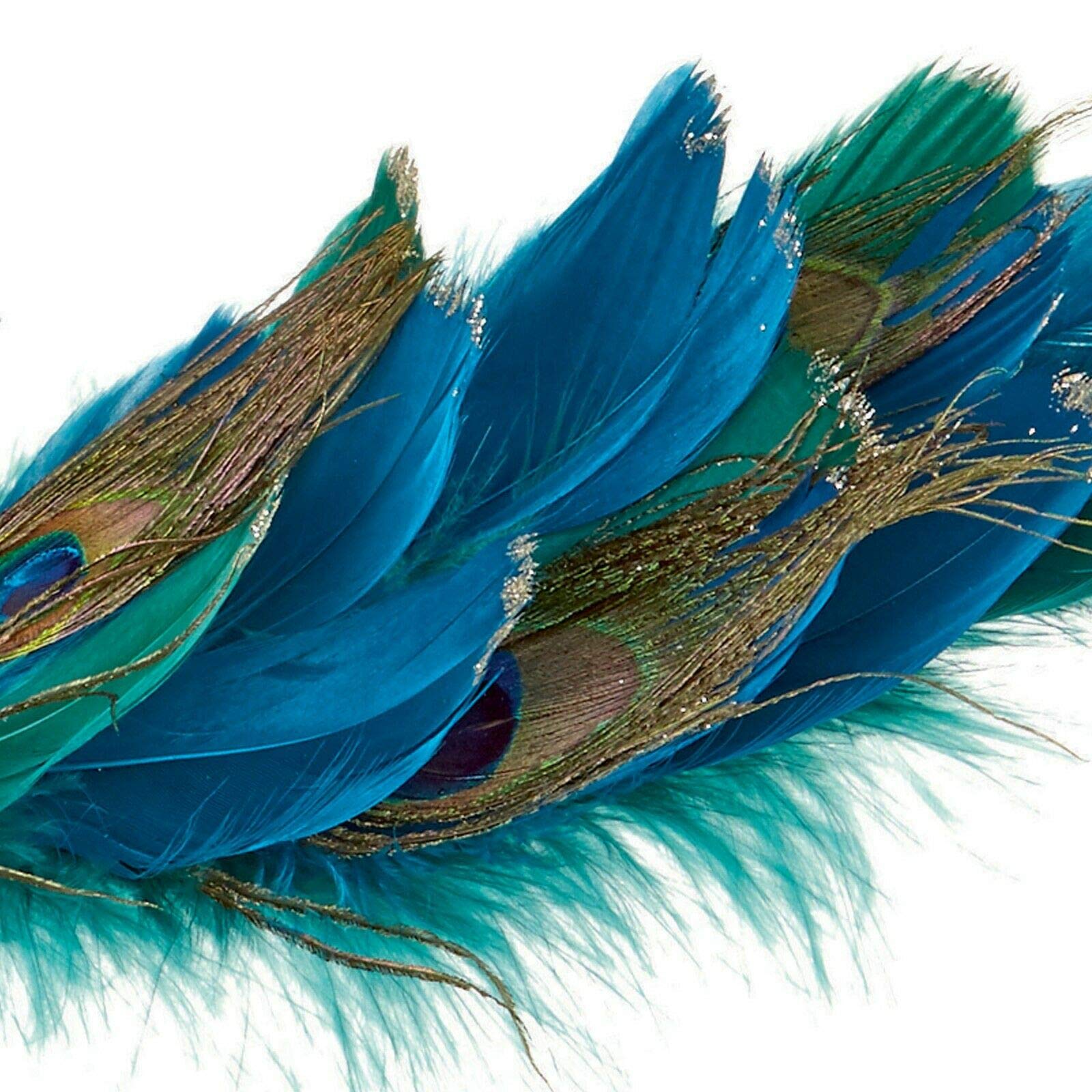 Tutu Home 2021 Peacock Ornaments, 12" Clip-On Tree Ornament, Green and Teal Peacock Decorative for Party and Baby Shower