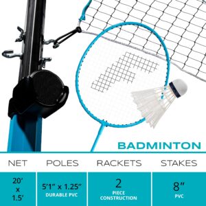 Franklin Sports Bluetooth Badminton - Complete Badminton Set - Bluetooth Speaker - Carry Bag - Includes 4 Badminton Rackets, 2 Birdies, Removable Bluetooth Speaker