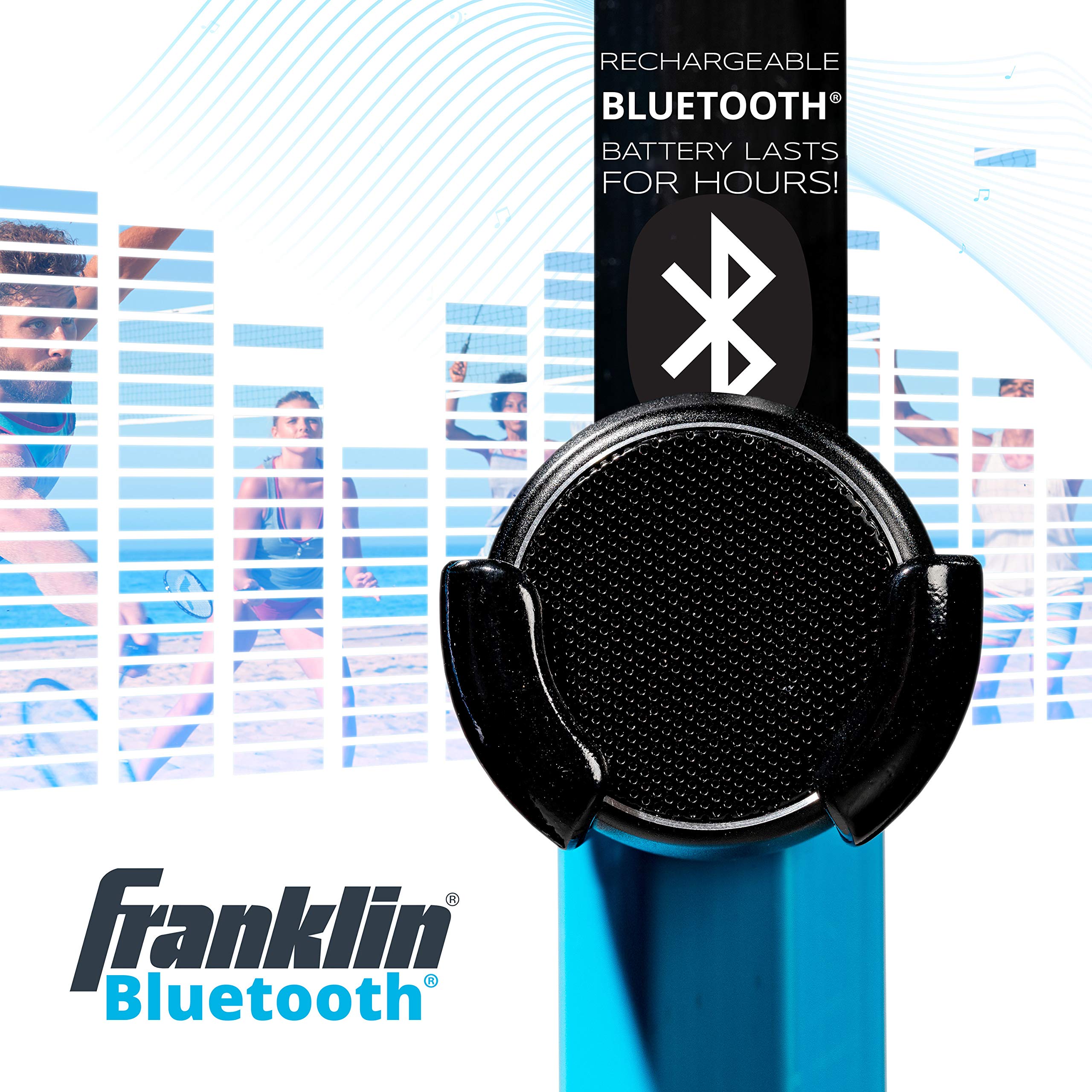 Franklin Sports Bluetooth Badminton - Complete Badminton Set - Bluetooth Speaker - Carry Bag - Includes 4 Badminton Rackets, 2 Birdies, Removable Bluetooth Speaker