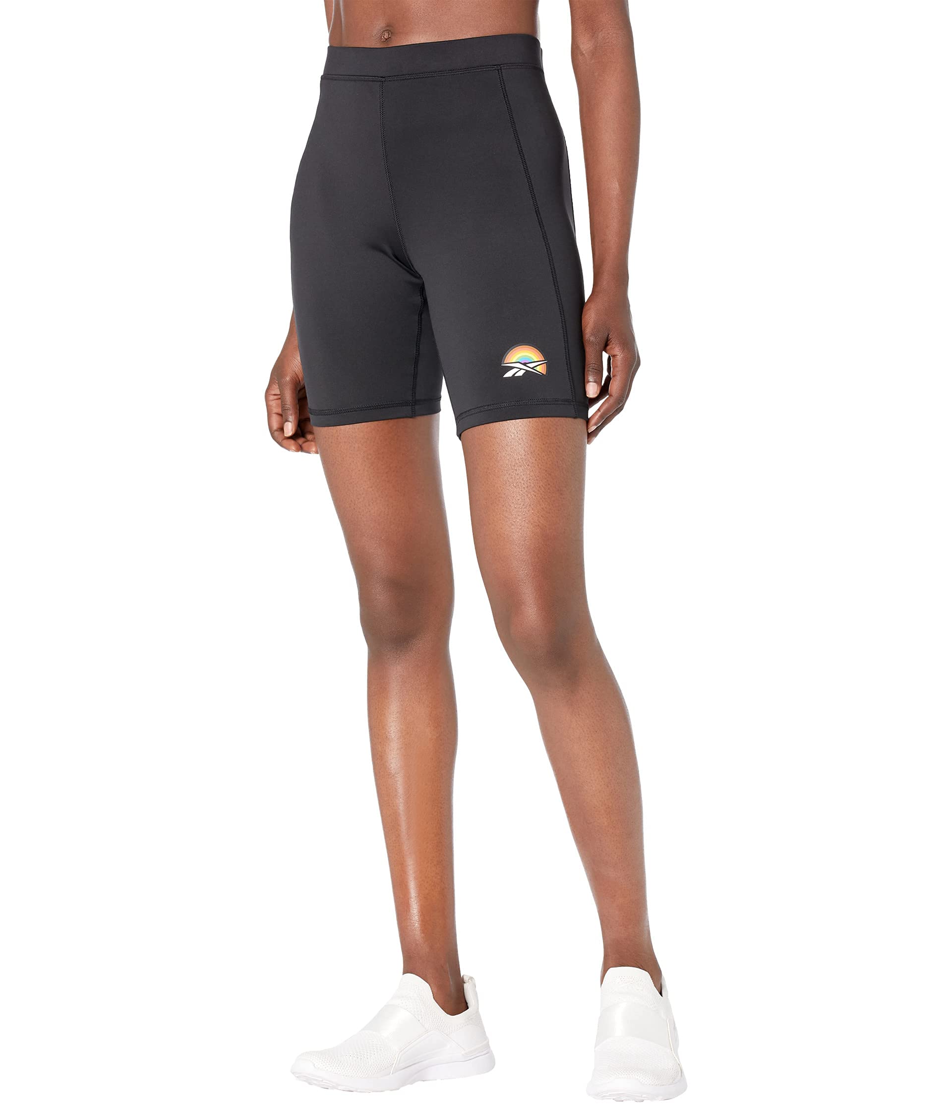 Reebok Women's Standard Bike Shorts, Pride/Black/Graphic, Medium