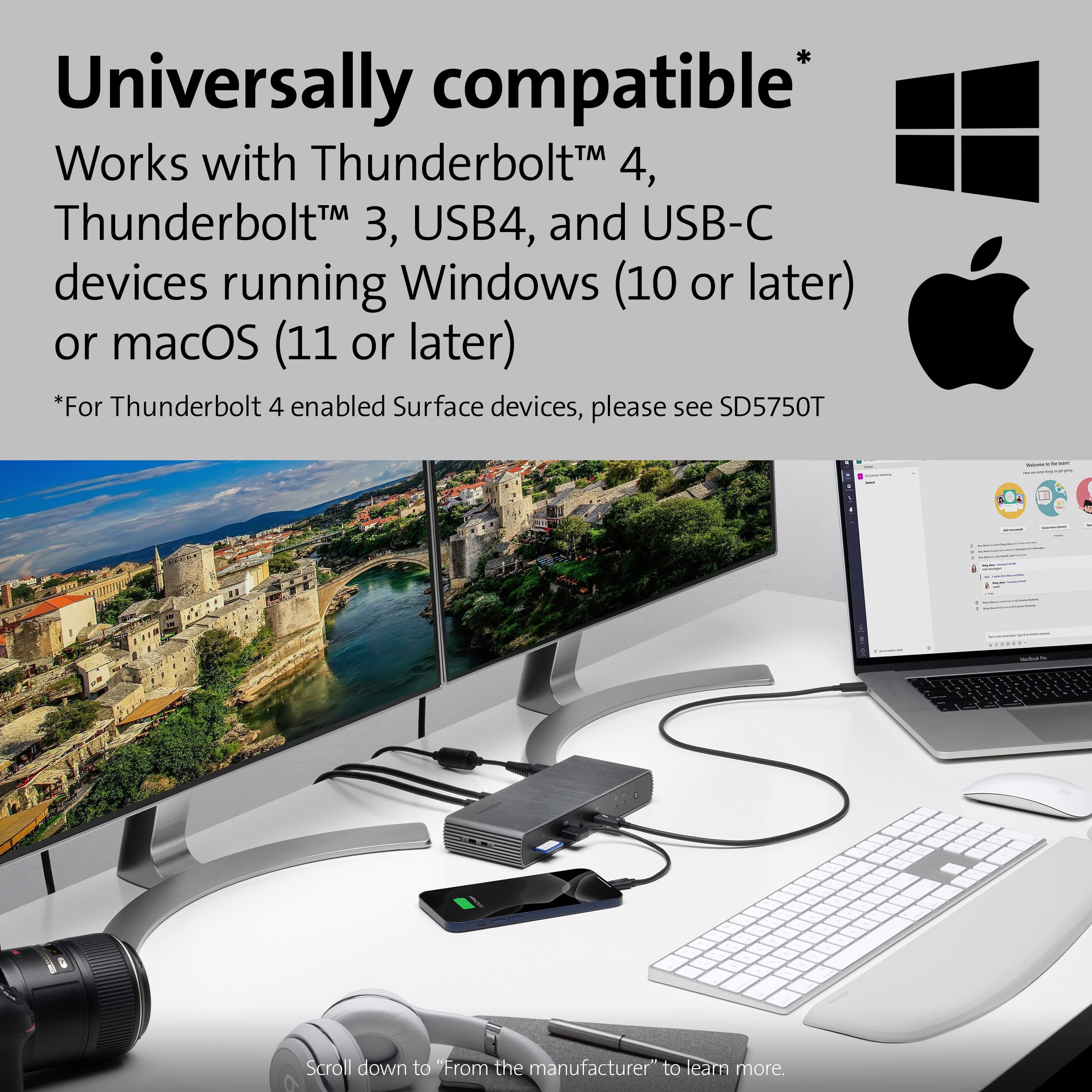 Kensington SD5700T Thunderbolt 4 Docking Station, Dual 4K, 90W PD - Window and Mac OS (K35175NA)