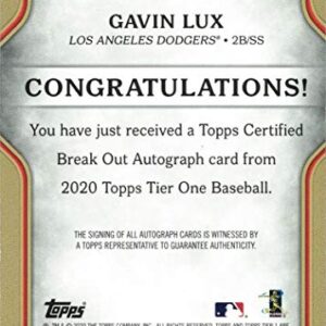 2020 Topps Tier One Baseball #BOA-GL Gavin Lux Certified Autograph Rookie Card - Only 299 made!