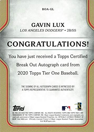 2020 Topps Tier One Baseball #BOA-GL Gavin Lux Certified Autograph Rookie Card - Only 299 made!