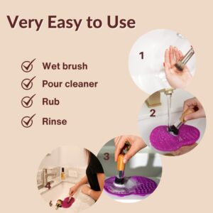 Makeup Brushes Silicone Cleaning Mat (6.5 x 4.1 inches) - Makeup Brush Cleaner Pad with Suction Cups - Large Silicone Scrubber Mat for Cosmetic Brushes