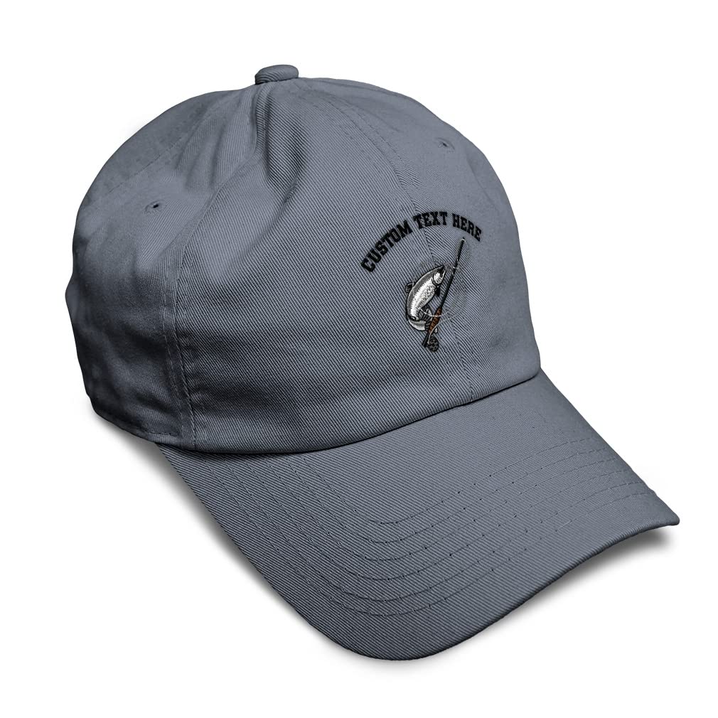 Custom Soft Baseball Cap Fly Fishing D Embroidery Fishing Fly Fishing Embroidery Twill Cotton Dad Hats for Men & Women Dark Grey Personalized Text Here