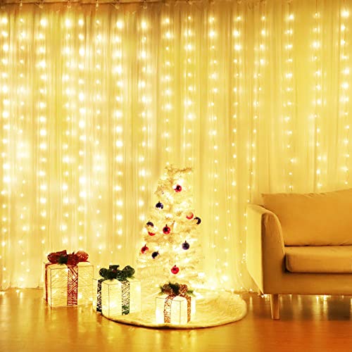 300 Led Curtain String Lights, 10x10 Ft Remote Control Curtain Lights USB Plug in Waterproof Window Wall Hanging Curtain Fairy Light for Bedroom Wedding Party Decor Home Indoor Outdoor Decorations